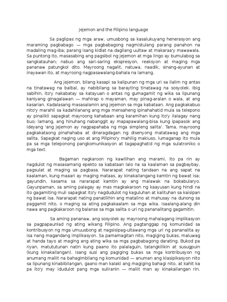 Jejemon and The Filipino Language | PDF