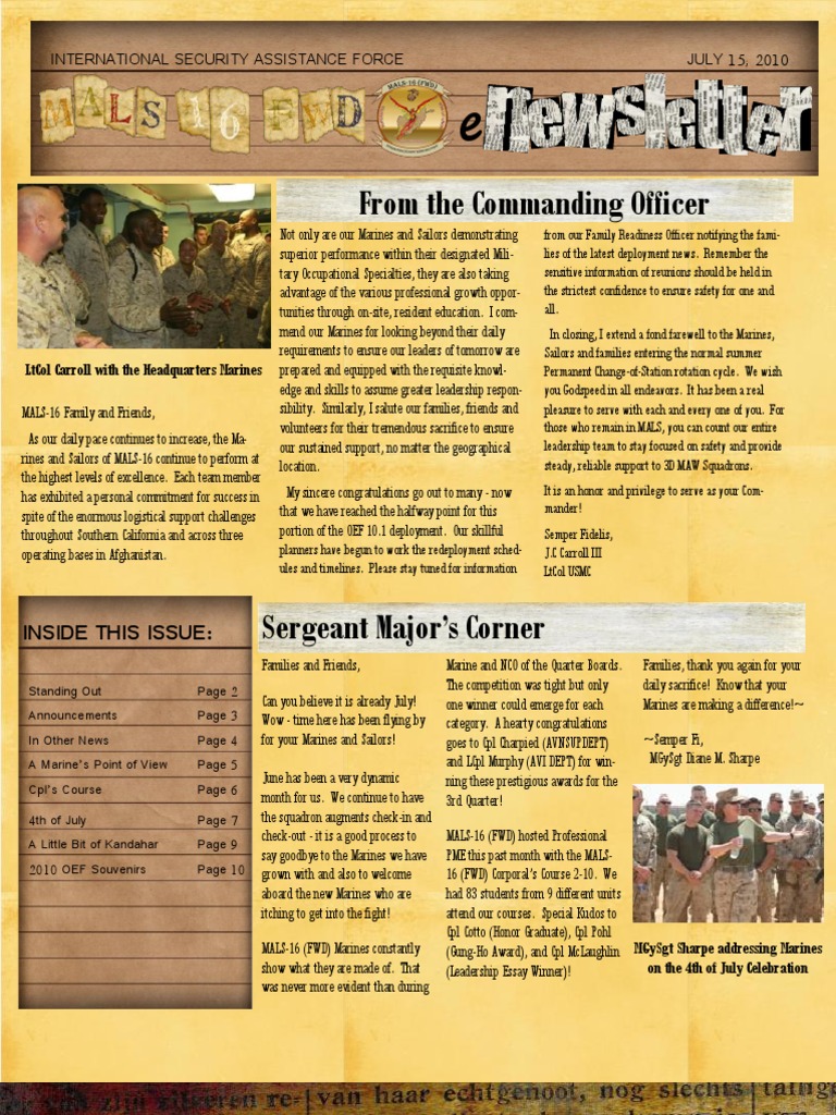 MALS-16 FWD July Enewsletter | Download Free PDF | United States Marine ...