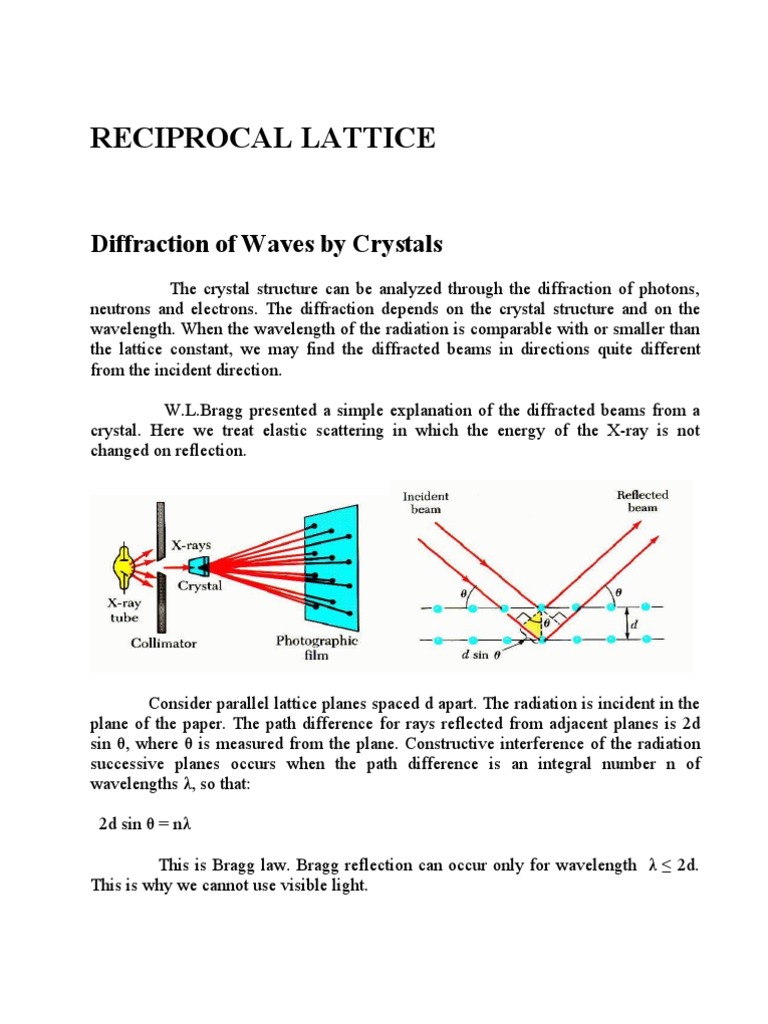 Reciprocal Lattice | PDF | Crystal Structure | X Ray Crystallography