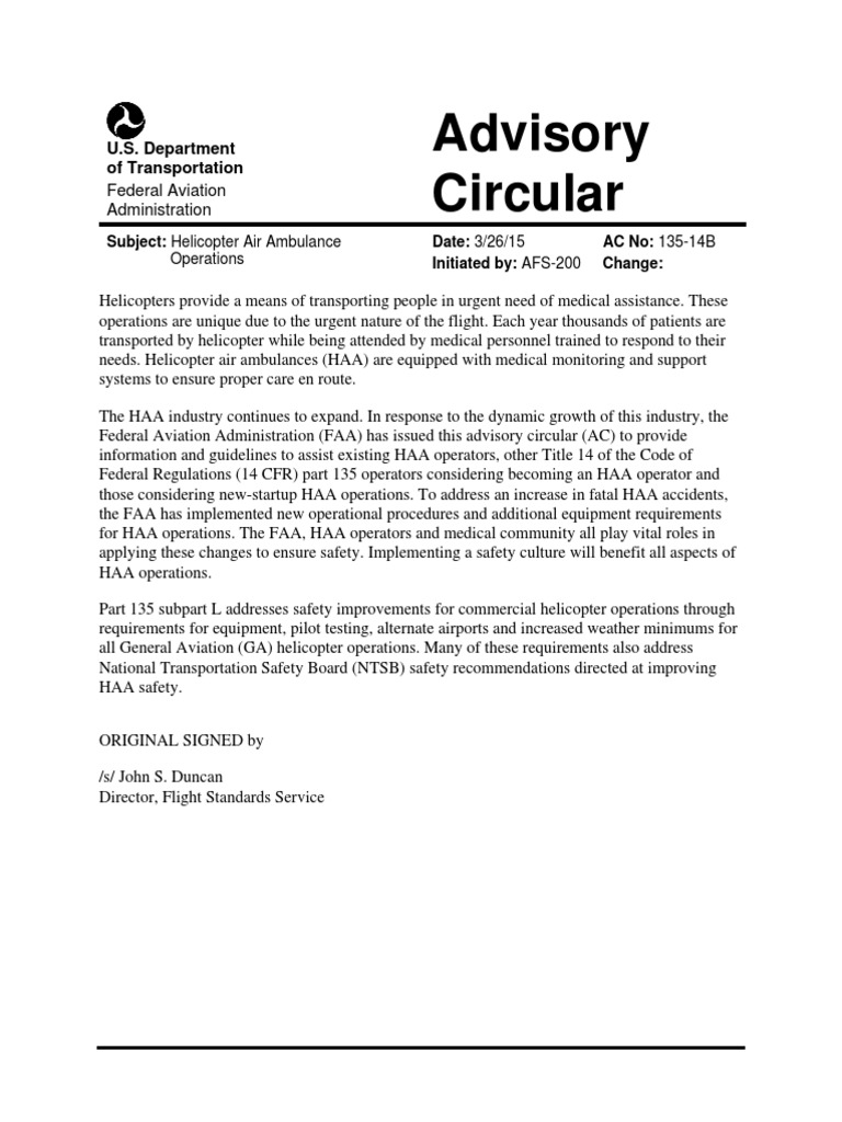 FAA Advisory Circular 135-14B | PDF | Instrument Flight Rules | Federal ...