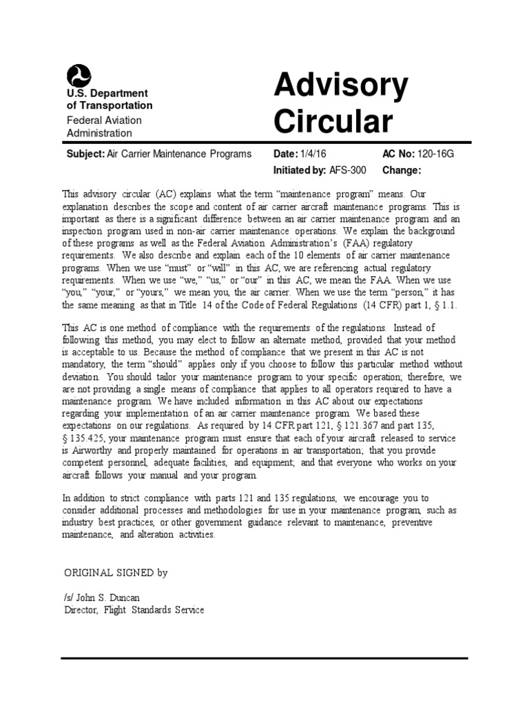 FAA Advisory Circular 120-16G | Download Free PDF | Federal Aviation Administration | Regulatory ...