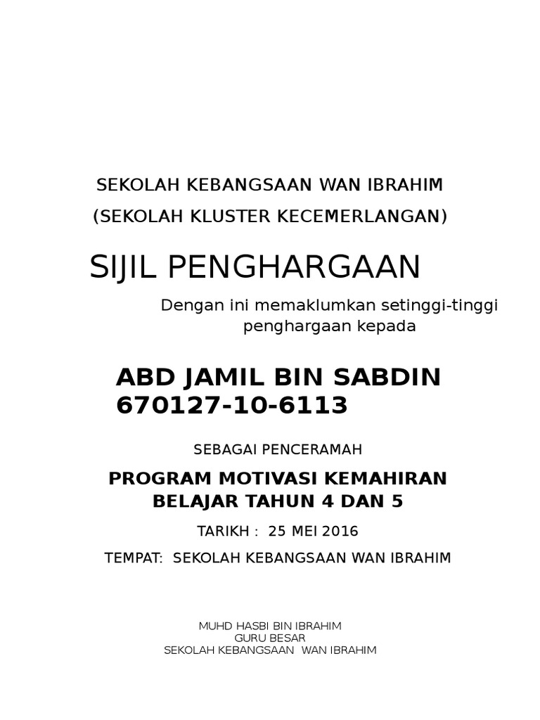 3.sijil Program Motivasi | PDF