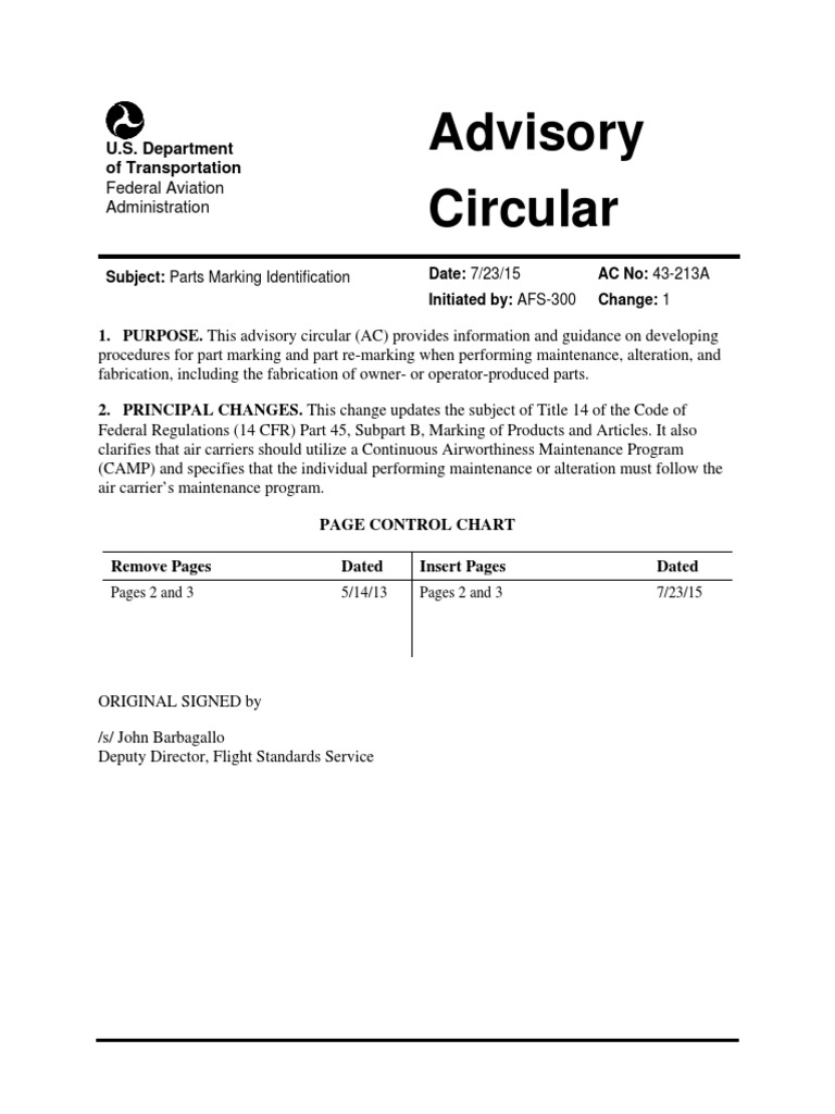 FAA Advisory Circular 43-213A | Government | Politics