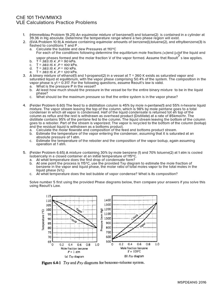 ChE 101 VLE Practice Problems | PDF