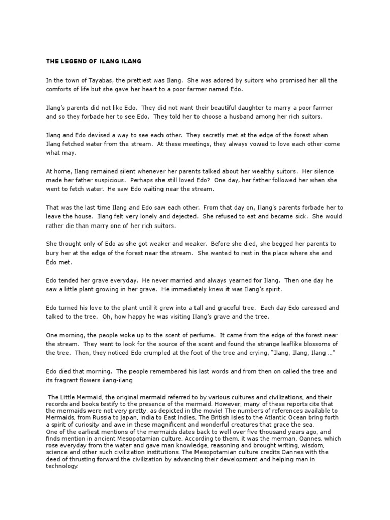 The Legend of Ilang Ilang | PDF | Mermaid