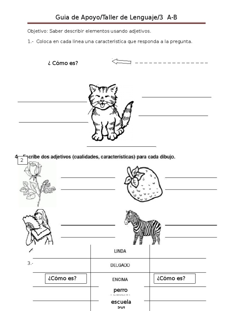Guía de Adjetivos Calificativos para Niños | PDF