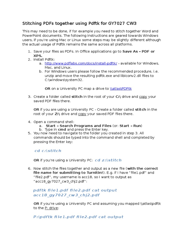 Stitching PDFs Together Using PDFTK | PDF | Technology & Engineering