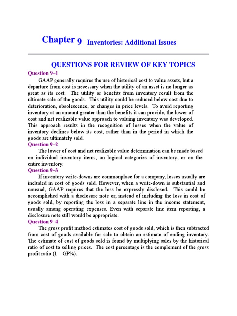 Intermediate Accounting Chapter 9 Solutions | PDF | Inventory Valuation ...