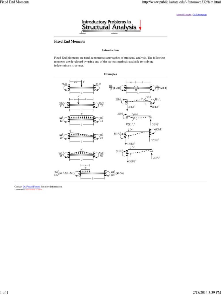 Fixed End Moments PDF | Download Free PDF | Analysis | Computational Science