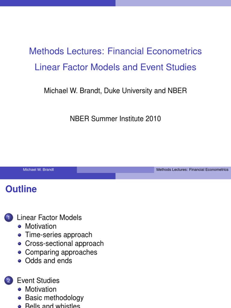Methods Lectures: Financial Econometrics Linear Factor Models and Event ...
