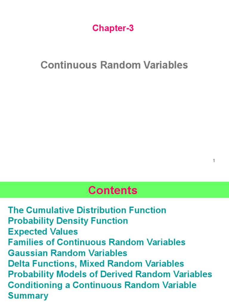 3 - Continuous Random Variables | PDF | Probability Theory ...