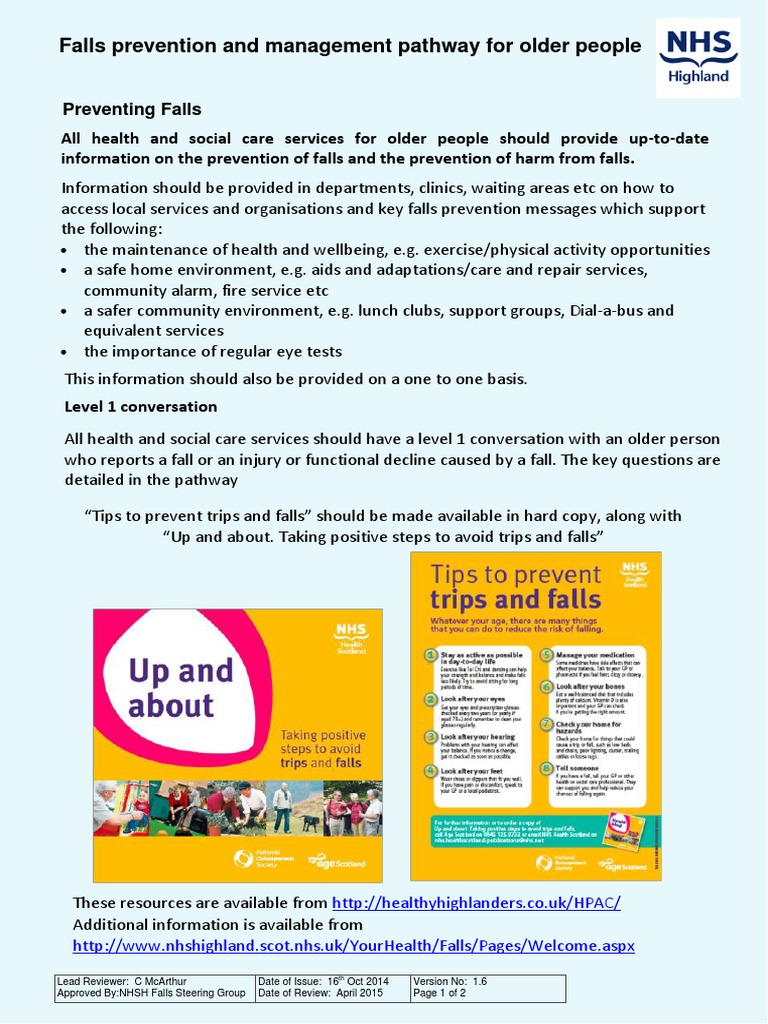 Falls Pathway V 1.6 2 | PDF | Screening (Medicine) | Risk