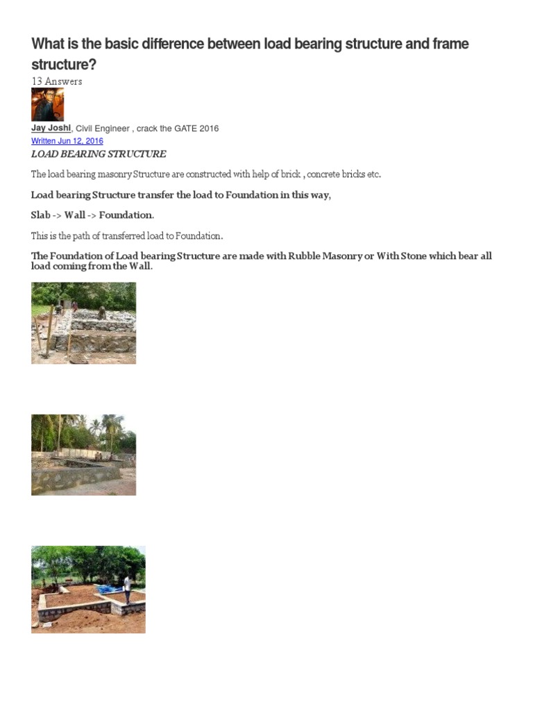 What Is The Basic Difference Between Load Bearing Structure and Frame ...