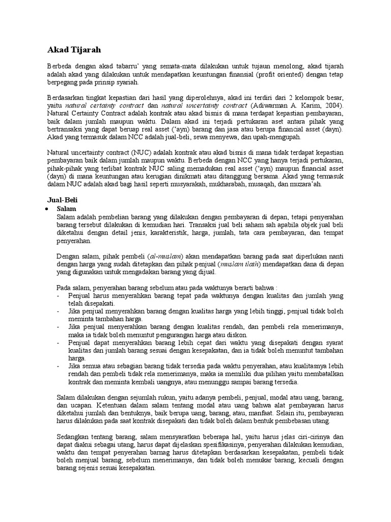Akad Tijarah | PDF