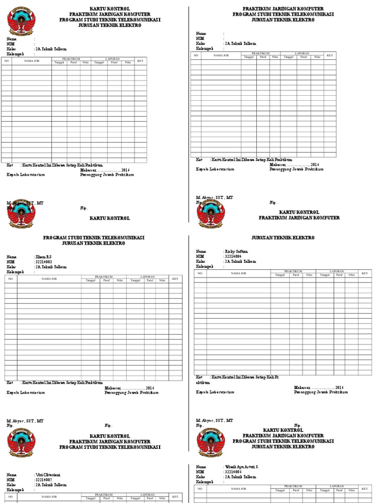 Kartu Kontrol Lab Jarkom | PDF