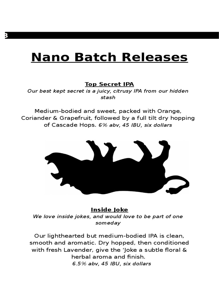Nano Batch Releases: Our Best Kept Secret Is A Juicy, Citrusy IPA From ...
