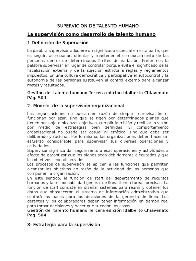 Supervisión Del Personal RRHH | PDF | Gestión del talento | Liderazgo