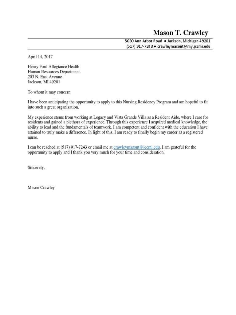 Mason Cover Letter | PDF