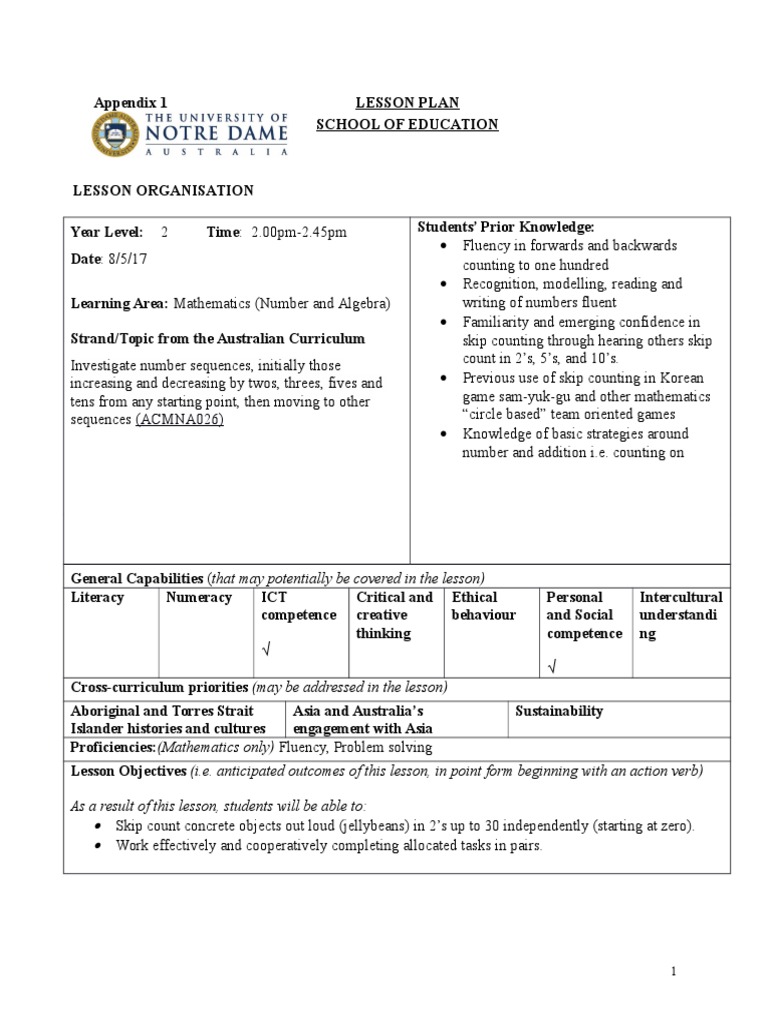 Math Assignment 1 Lesson Plan | PDF | Lesson Plan | Teaching Mathematics