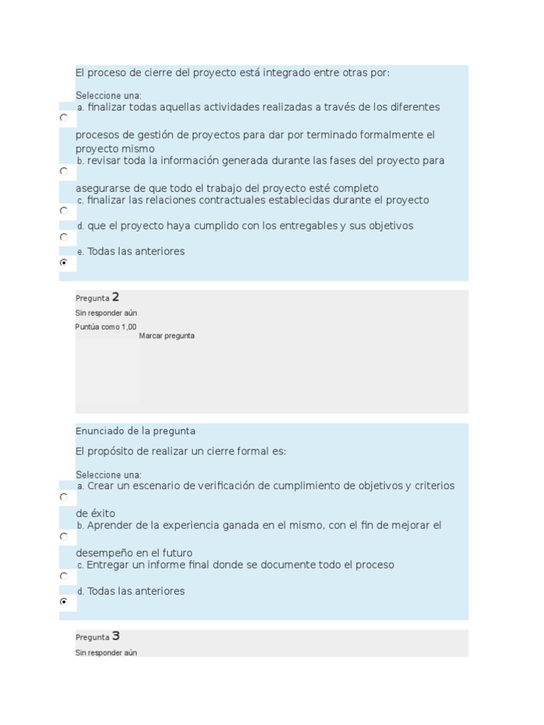 El Proceso de Cierre Del Proyecto Está Integrado Entre Otras Por | PDF ...