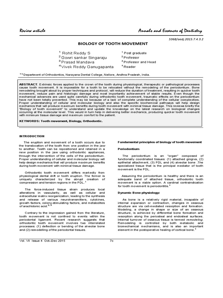 Biology of Orthodontic Tooth Movement | PDF | Signal Transduction ...