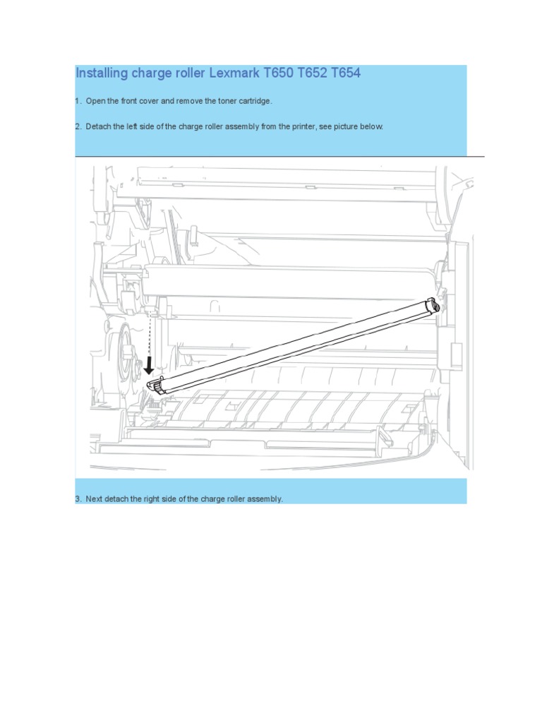 Replacing the Charge and Transfer Rollers on Lexmark T650, T652, and ...