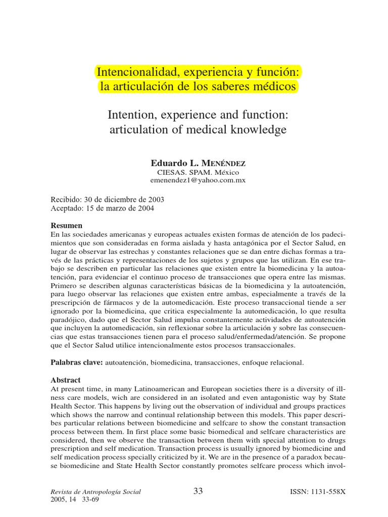 Biomedicina y autoatención: relaciones clave | PDF | Migración humana ...