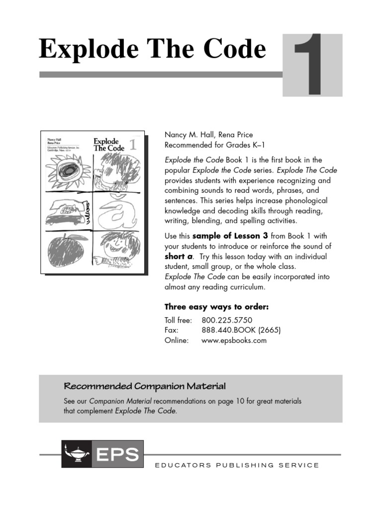 Explode The Code Book 1 Is The First Book in The | PDF | Reading ...