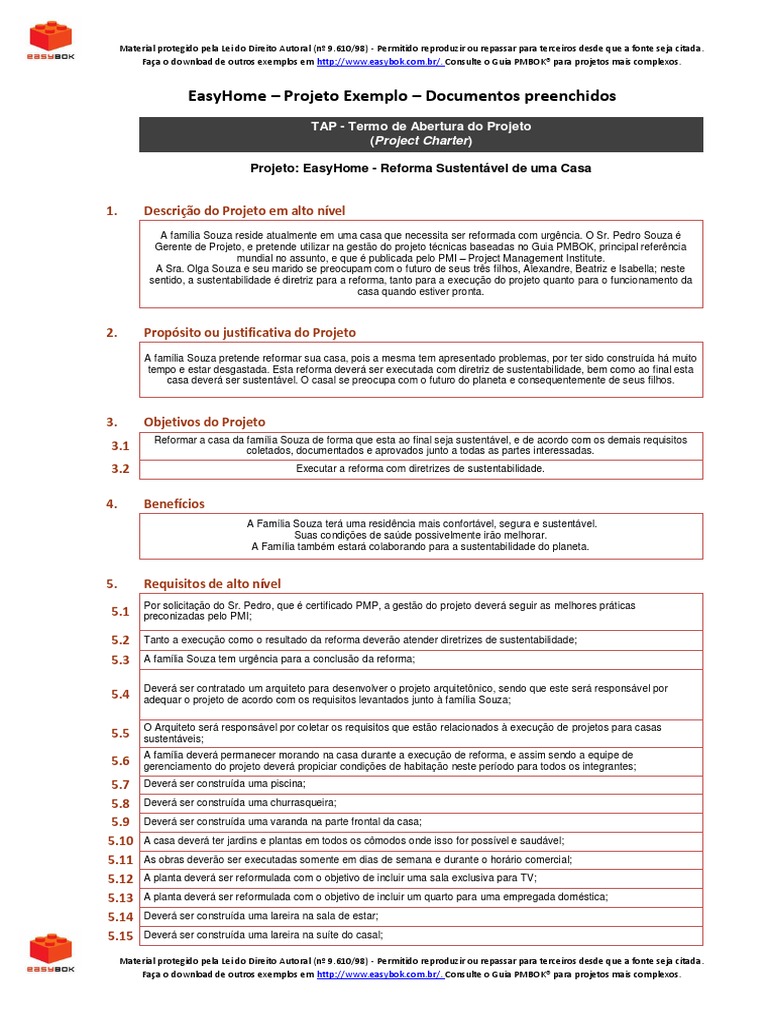 Easybok-Easyhome-Projeto Exemplo-Tap-Termo de Abertura Do Projeto-V5 03 ...