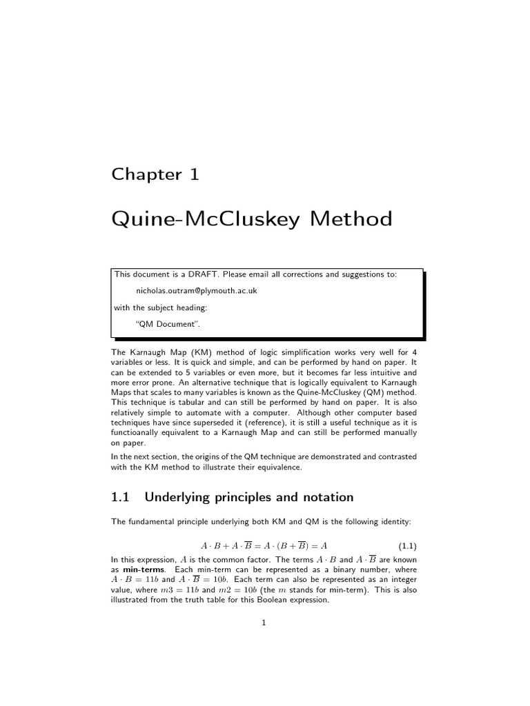 Quine McCluskey Method | PDF | Teaching Methods & Materials