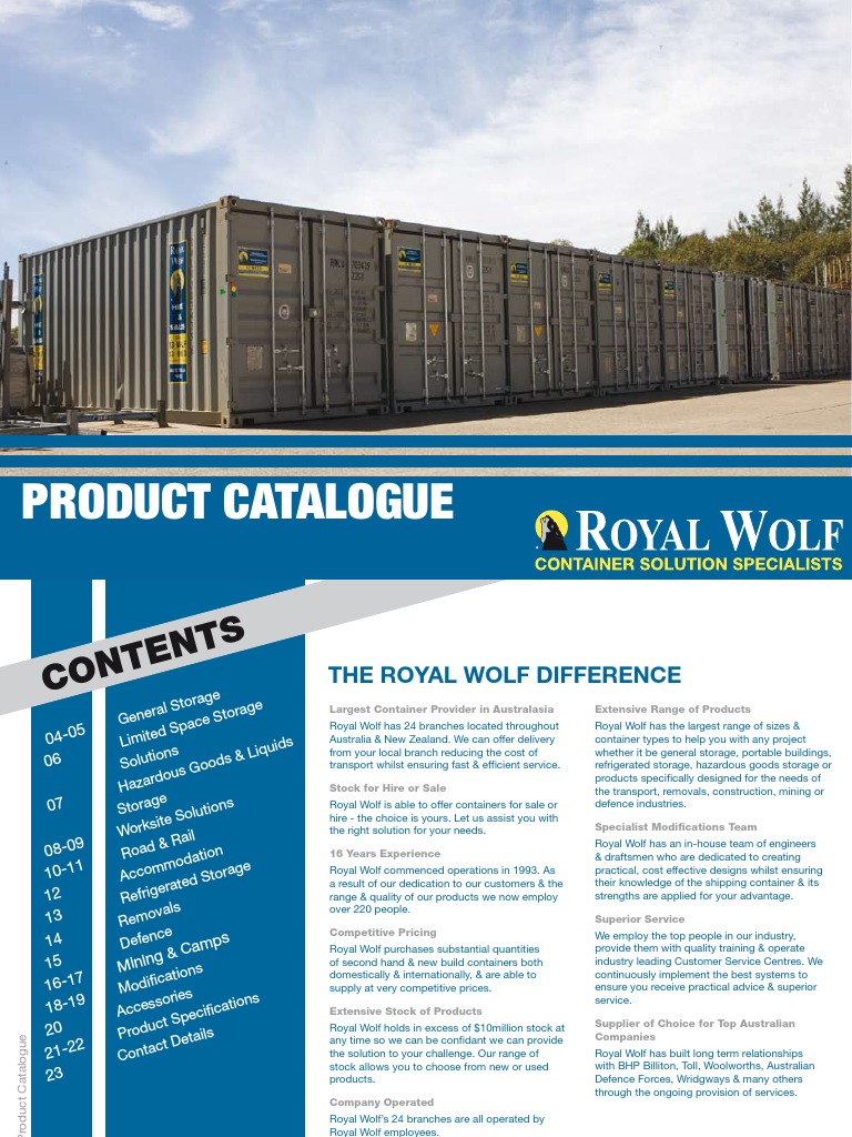 Royal Wolf Container Solutions Catalogue | PDF | Industries | Transport