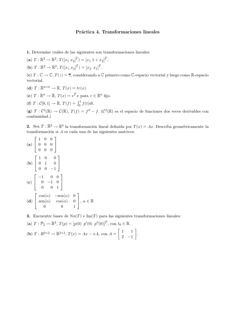Transformaciones Lineales y Bases | PDF | Mapa lineal | Relaciones matematicas