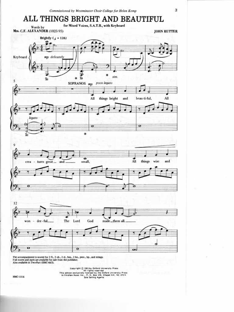 All Things Bright and Beautiful - Rutter PDF