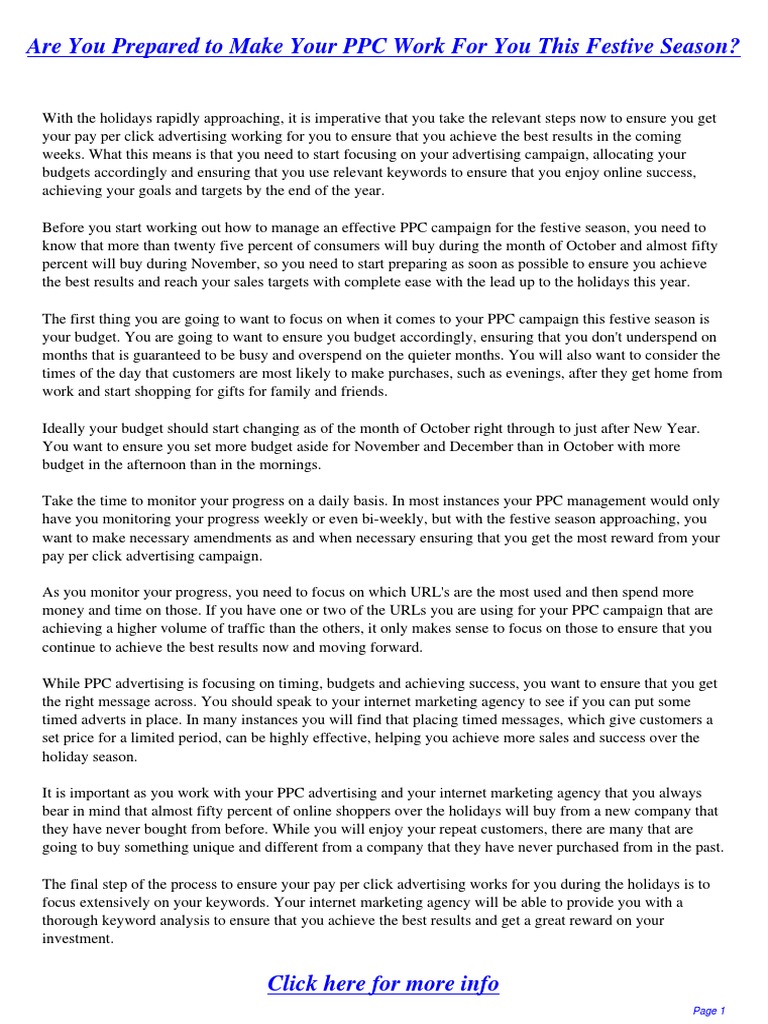 Are You Prepared To Make Your PPC Work For You This Festive Season ...