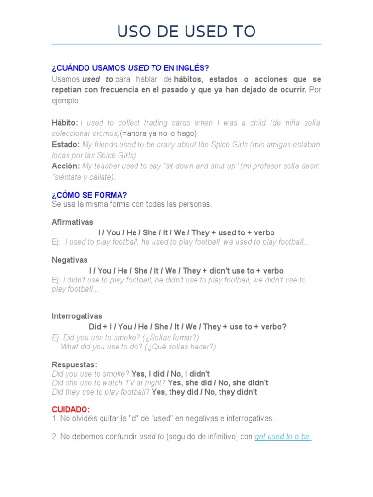 Uso de Used To | PDF
