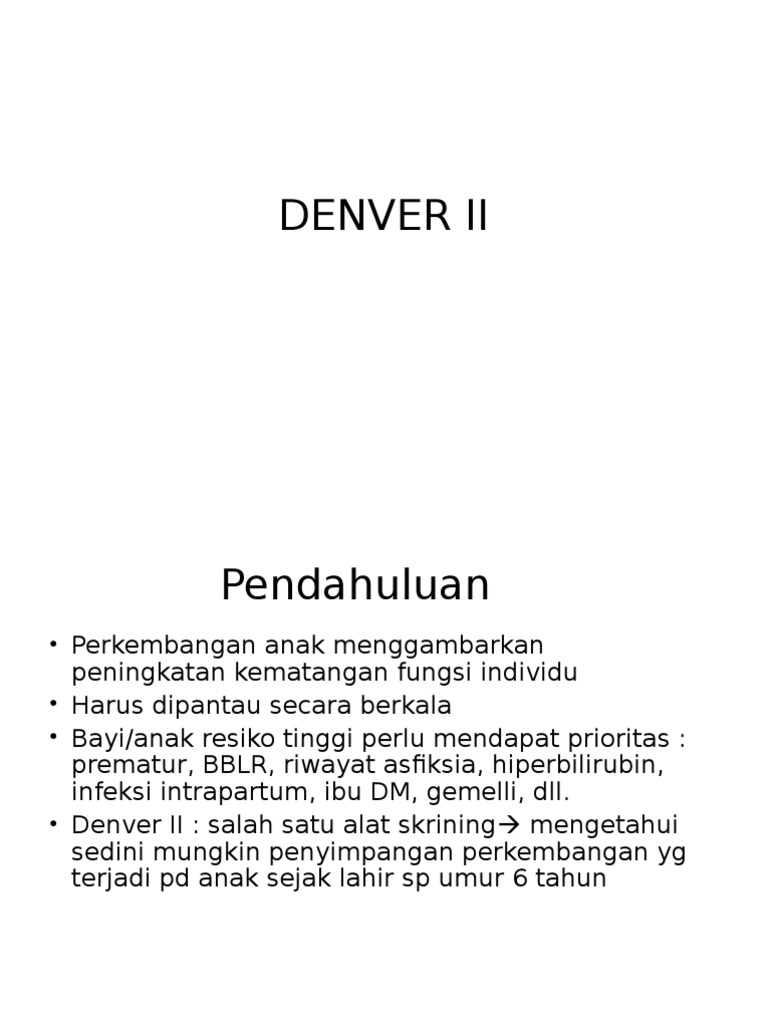 Skrining Perkembangan Anak Denver II | PDF | Sains & Matematika