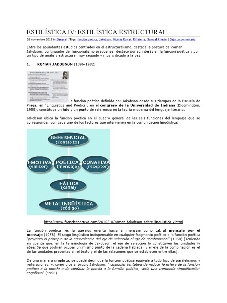 Estilística Estructural: Jakobson y Ruwet | PDF | Poesía | Retórica