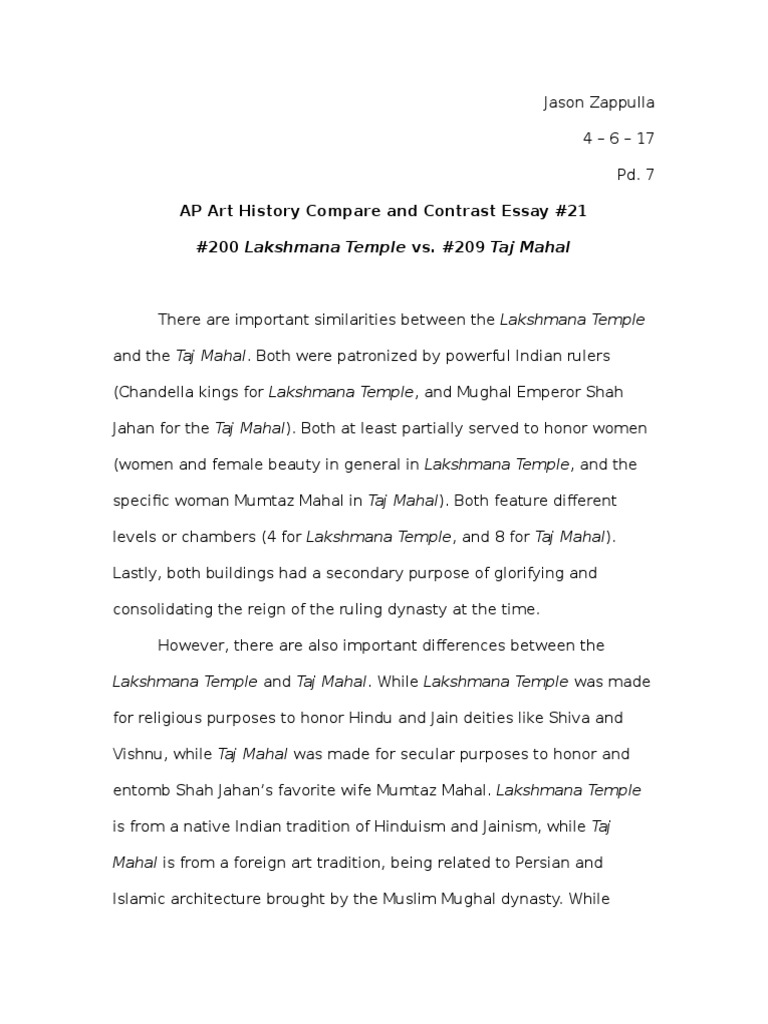 Ap Art History Compare and Contrast Essay 21 | PDF