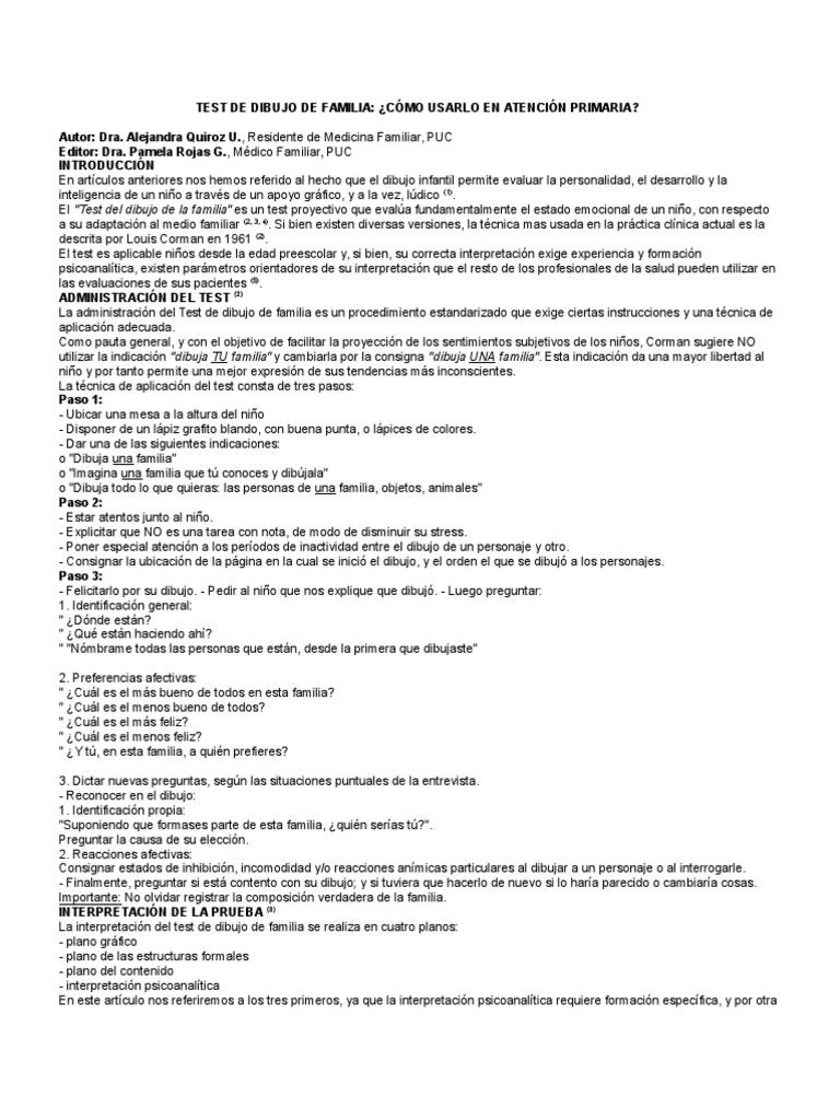 Test de Dibujo de Familia | PDF | Dibujo | Lápiz