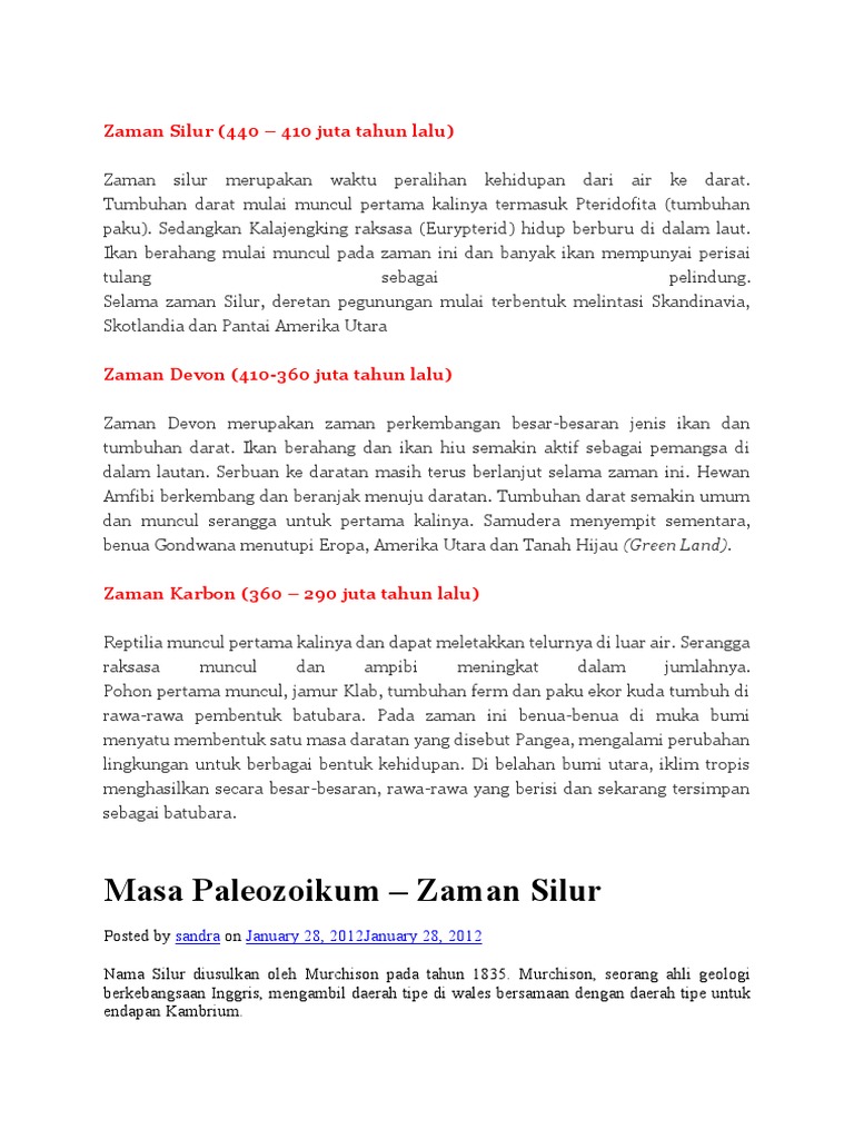 MASA PALEOZOIKUM - ZAMAN SILUR | PDF