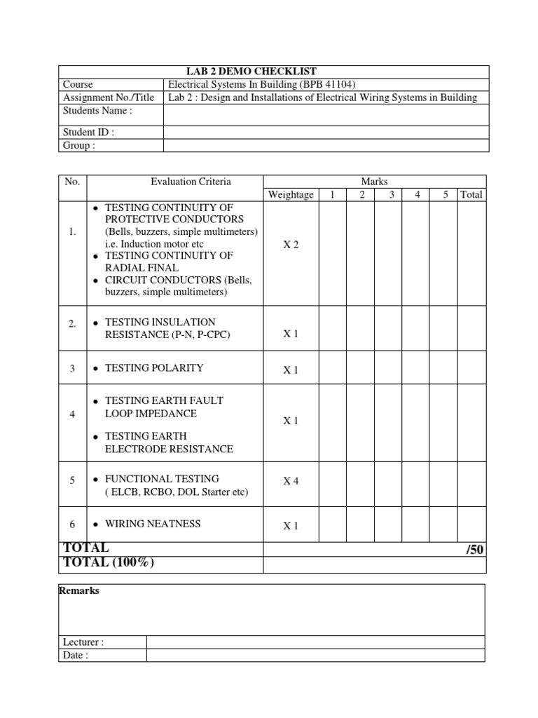 Lab 2 Demonstration Checklist | PDF
