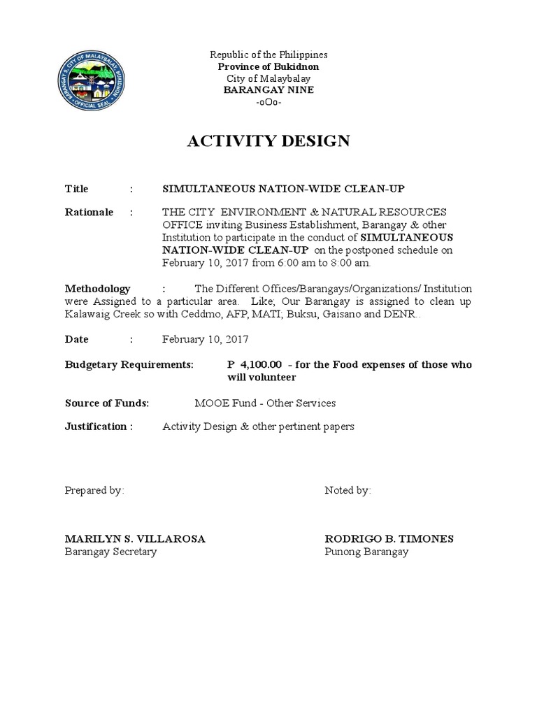 Activity Design 2017 | PDF | Government