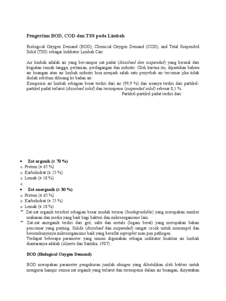 Pengertian BOD | PDF | Sains & Matematika