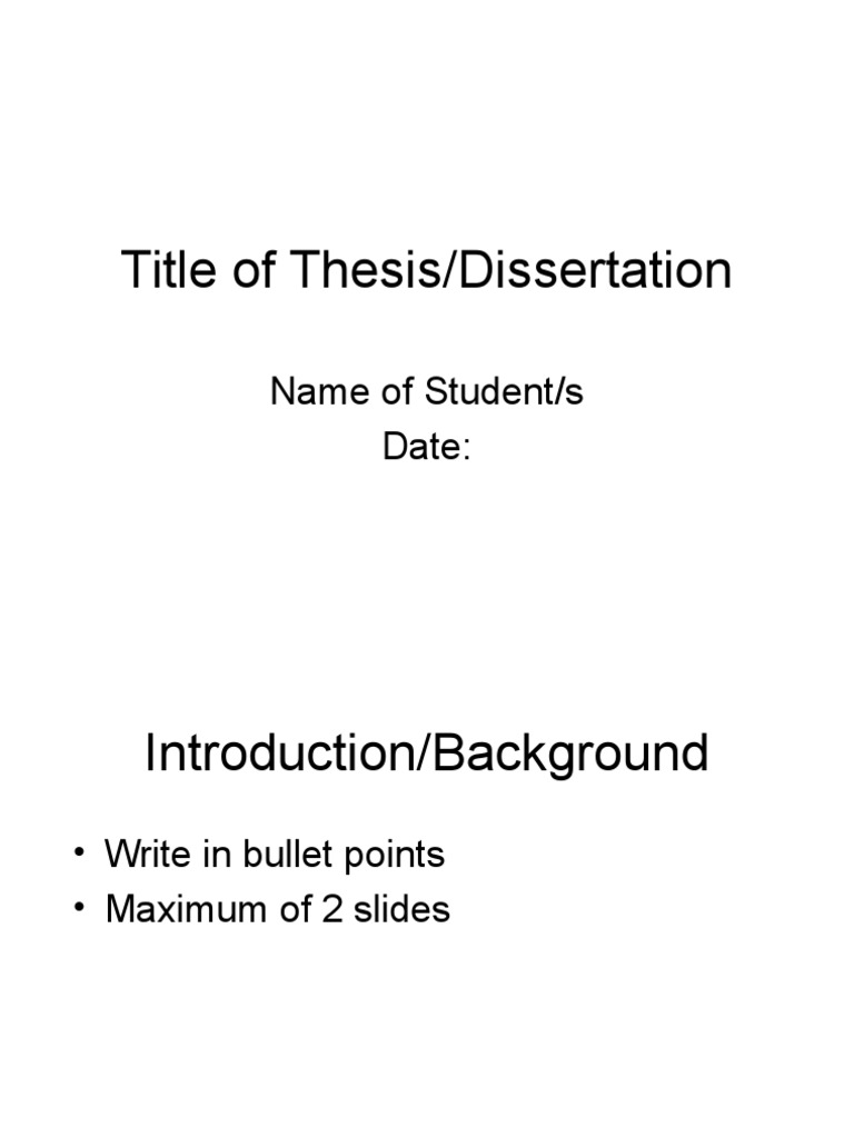 Title of Thesis/Dissertation: Name of Student/s Date | PDF