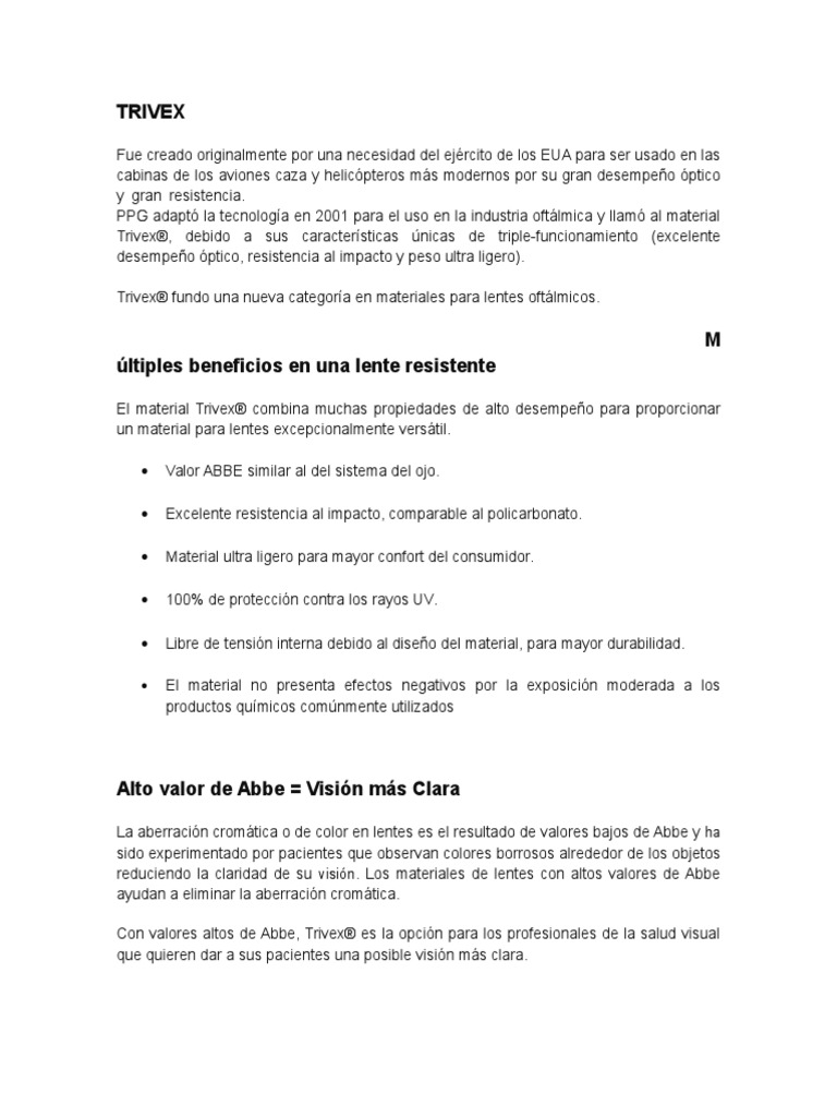 TRIVEX | PDF | Lentes | Percepción visual