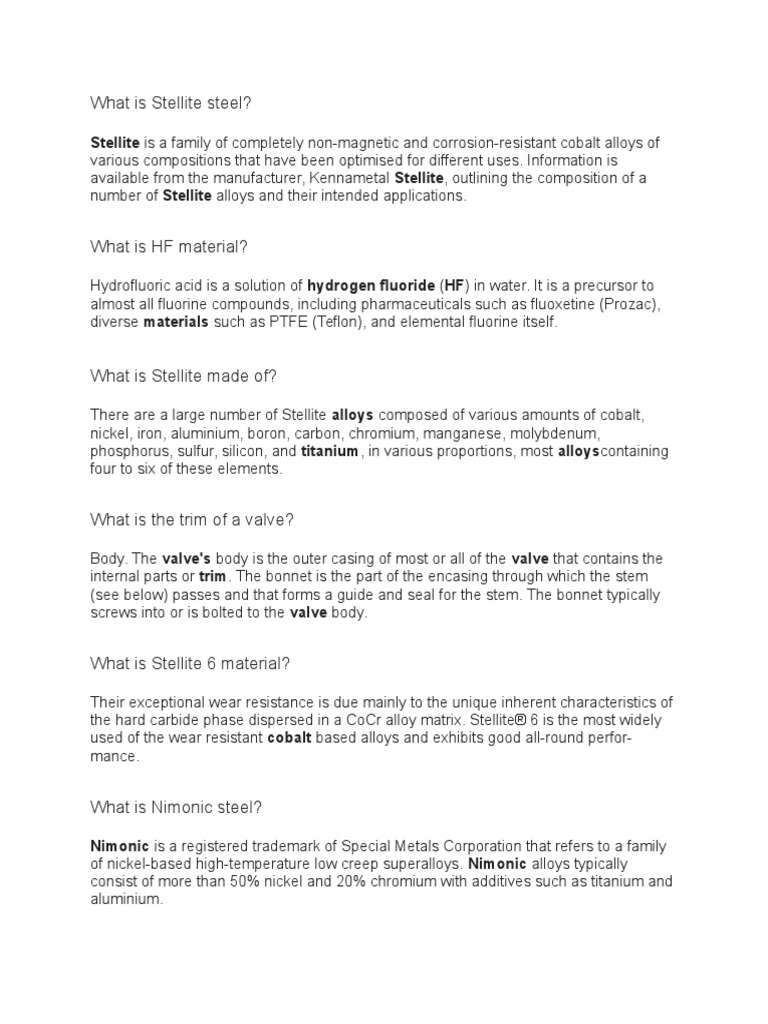 What Is Stellite Steel | PDF | Welding | Construction