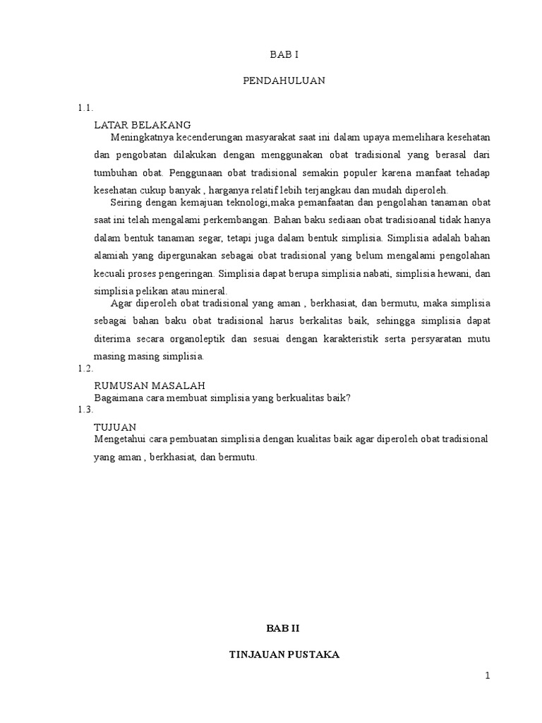 Praktikum Farmakognosi Pembuatan Simplisia Fix | PDF
