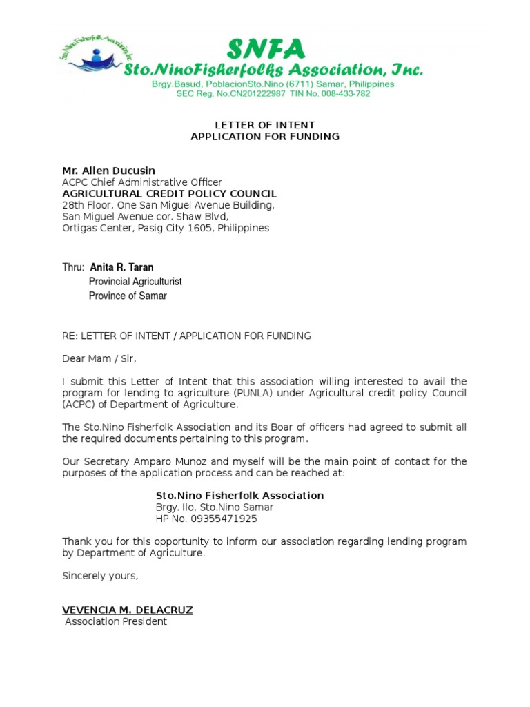 Letter of Intent
