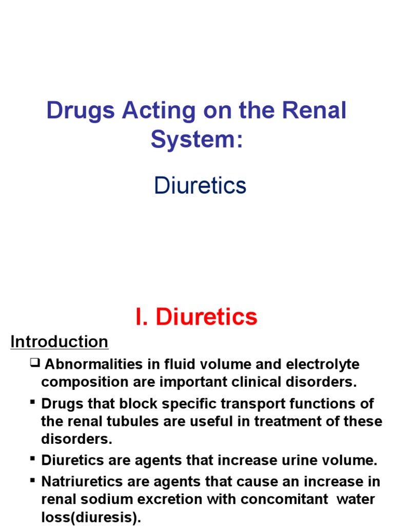 Pharmacology of Renal System Diuretics | PDF | Kidney | Drugs