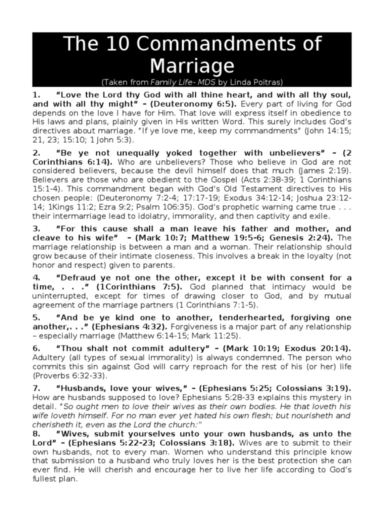 Ten Commandments of Marriage | Ten Commandments | Book Of Deuteronomy